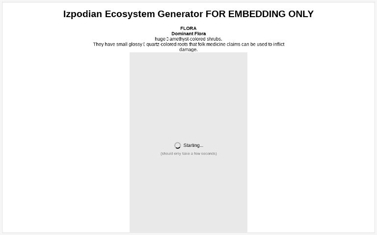 Izpodian Ecosystem Generator FOR EMBEDDING ONLY