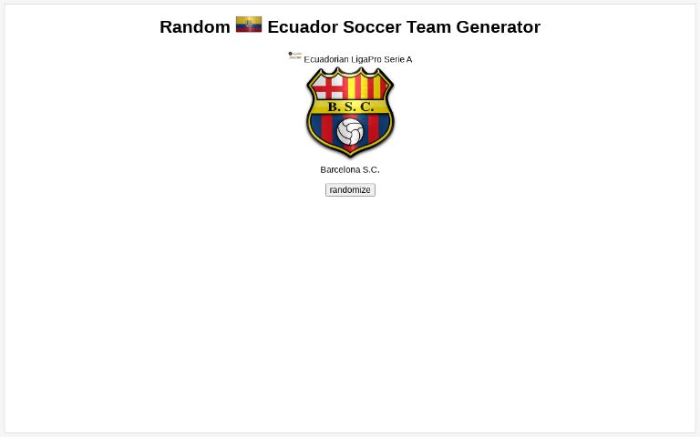 Random Ecuador Soccer Team Generator