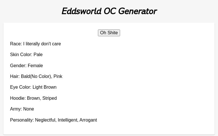 𝘌𝘥𝘥𝘴𝘸𝘰𝘳𝘭𝘥 𝘖𝘊 𝘎𝘦𝘯𝘦𝘳𝘢𝘵𝘰𝘳 ― Perchance Generator