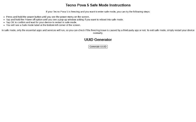 Tecno Pova 5 Safe Mode Instructions ― Perchance Generator