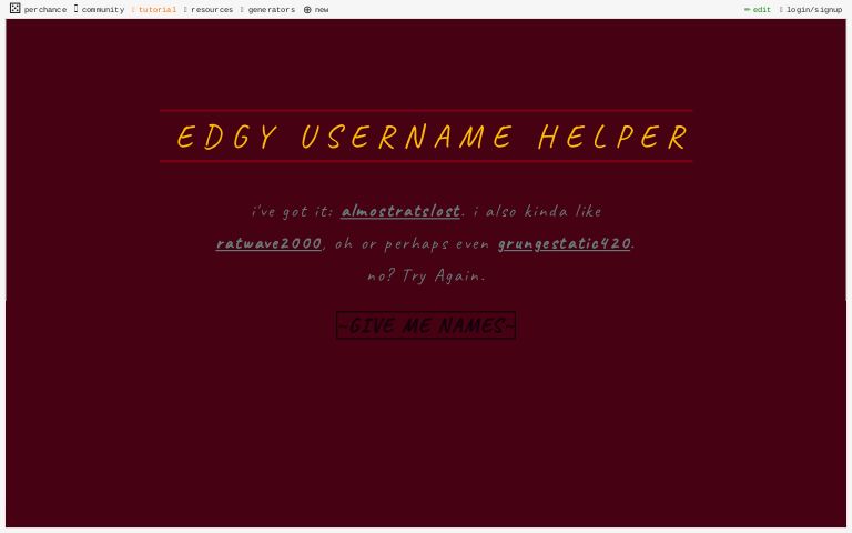 edgy username helper ― Perchance Generator