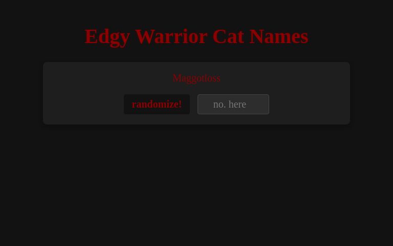Edgy Warrior Cat Names ― Perchance Generator