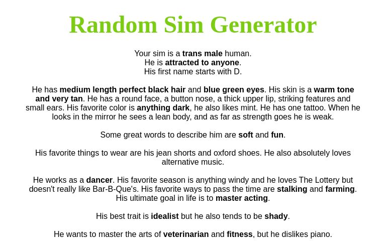 Random Sim Generator