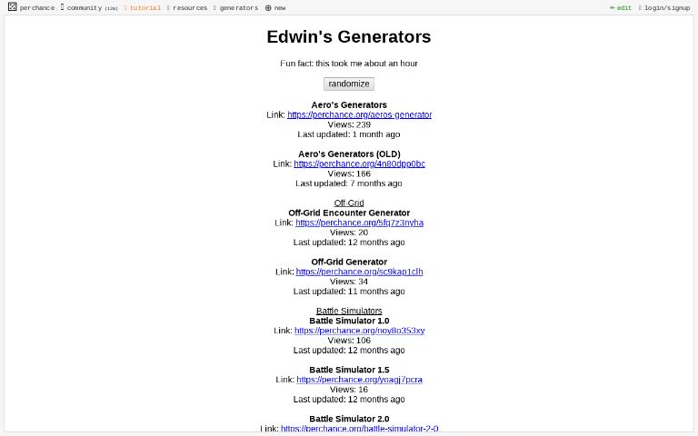 Edwin's Generators