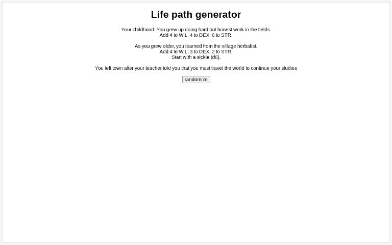Life path generator