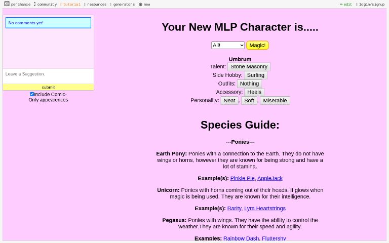 Your New MLP Character is..... ― Perchance Generator