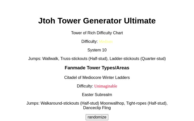 Jtoh Tower Generator Ultimate