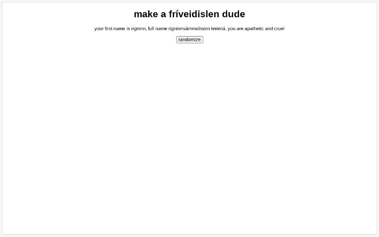 make a fríveidislen dude ― Perchance Generator
