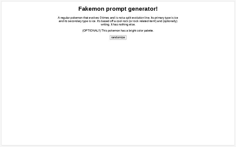 Fakemon prompt generator!