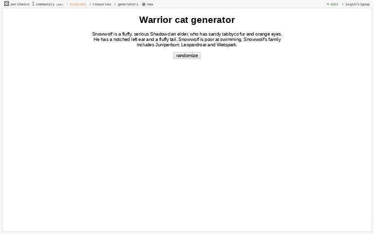 Warrior cat generator