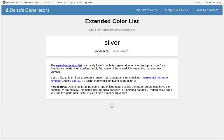Extended Color List ― Perchance Generator