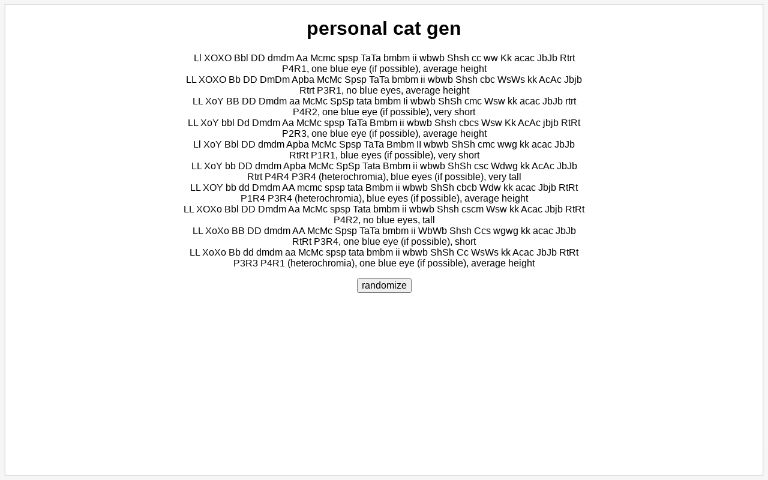 personal cat gen