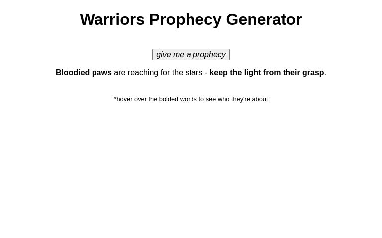 Warriors Prophecy Generator