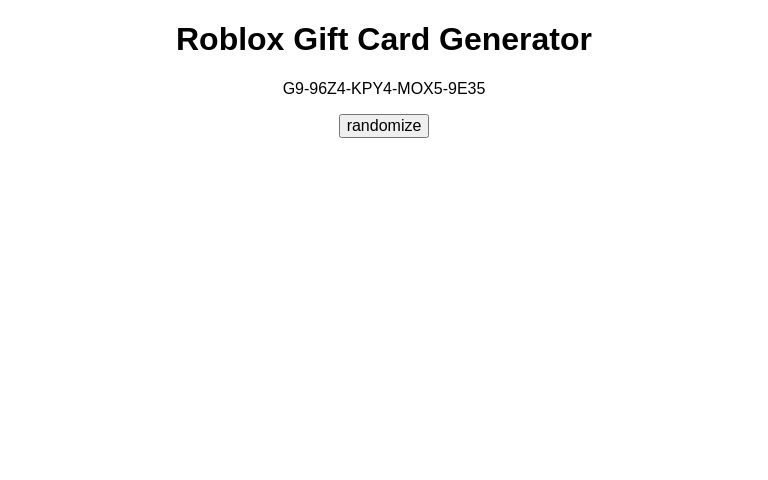 Roblox Gift Card Generator