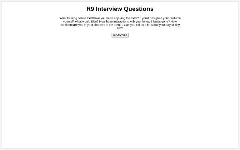R9 Interview Questions ― Perchance Generator