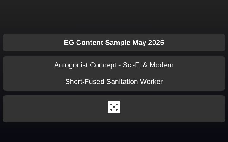 EG Content Sample May 2025 ― Perchance Generator