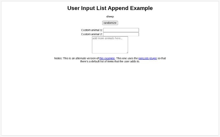 User Input List Append Example ― Perchance Generator