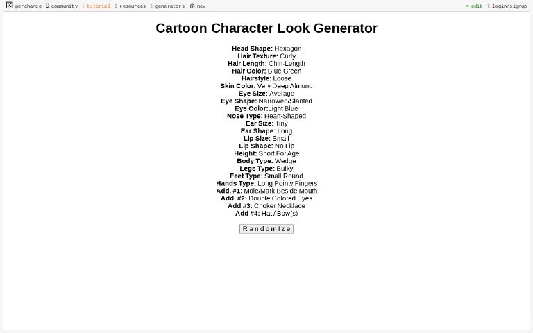 Cartoon Character Look Generator