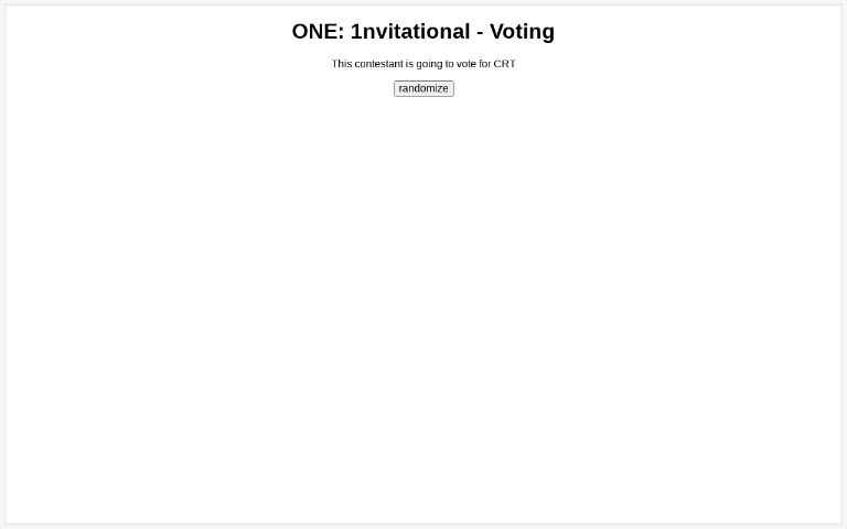 ONE: 1nvitational - Voting ― Perchance Generator