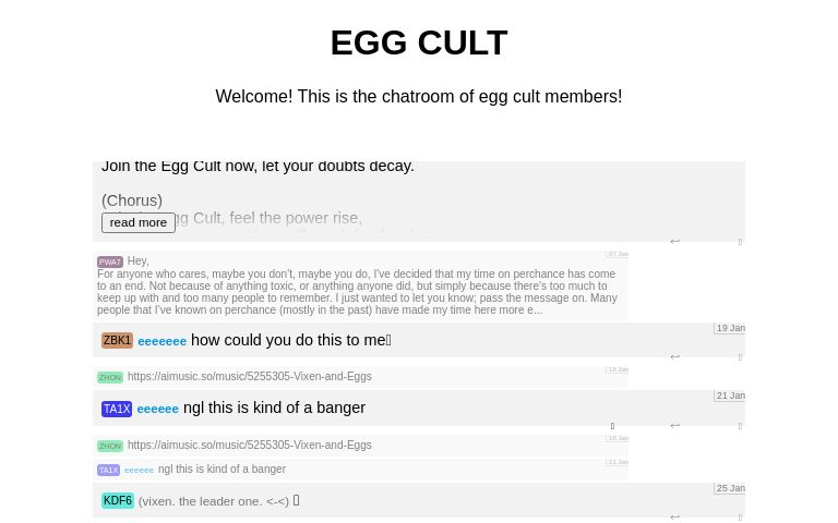 EGG CULT ― Perchance Generator