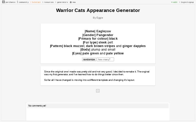 Warrior Cats Appearance Generator