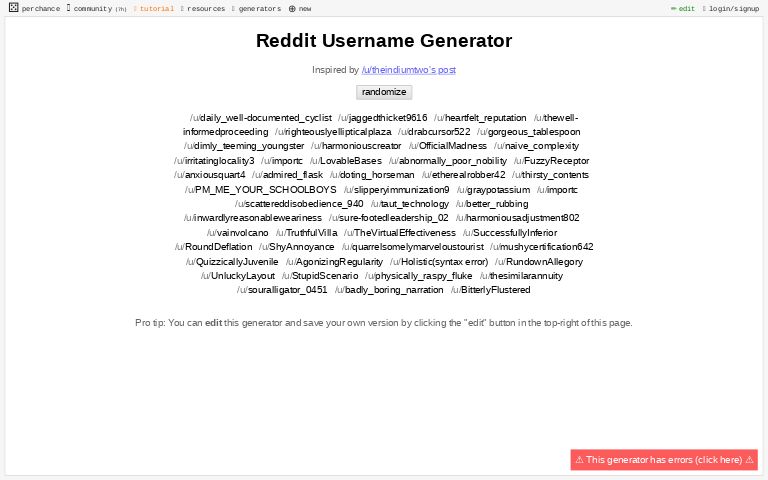 Reddit Username Generator