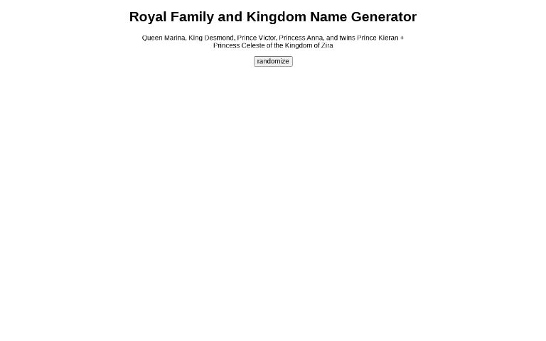 Royal Family and Kingdom Name Generator