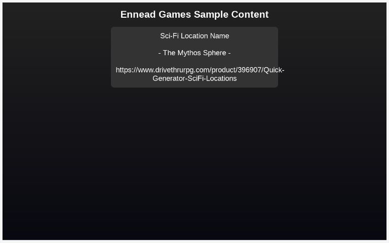 Ennead Games Sample Content ― Perchance Generator