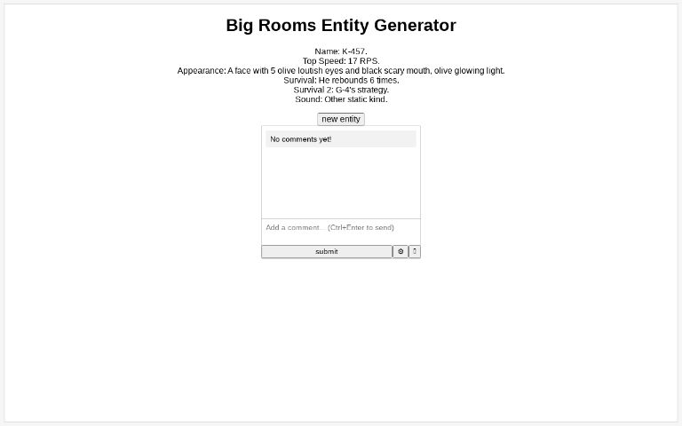 Big Rooms Entity Generator