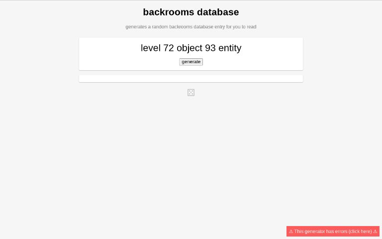 backrooms database ― Perchance Generator