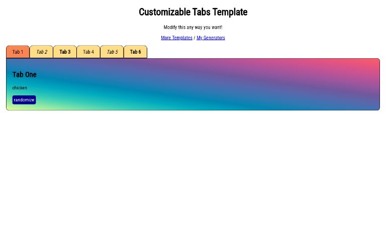 Customizable Tabs Template ― Perchance Generator