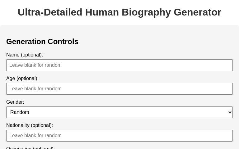 Ultra-Detailed Human Biography Generator