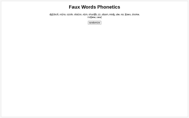 Faux Words Phonetics ― Perchance Generator