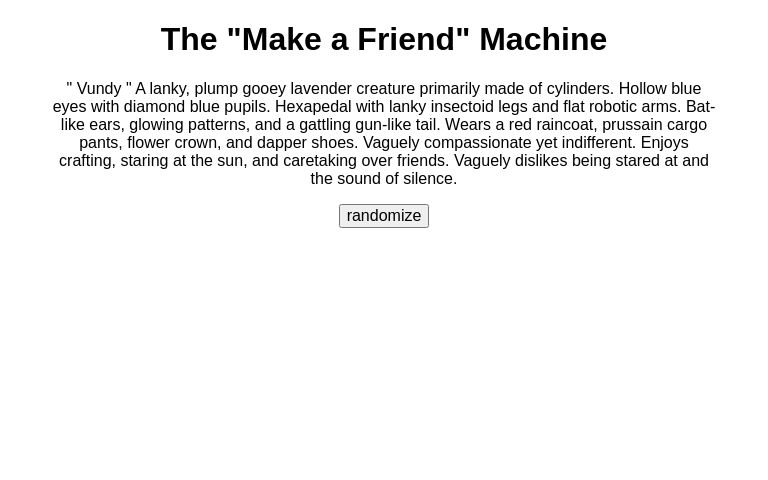 The "Make a Friend" Machine ― Perchance Generator