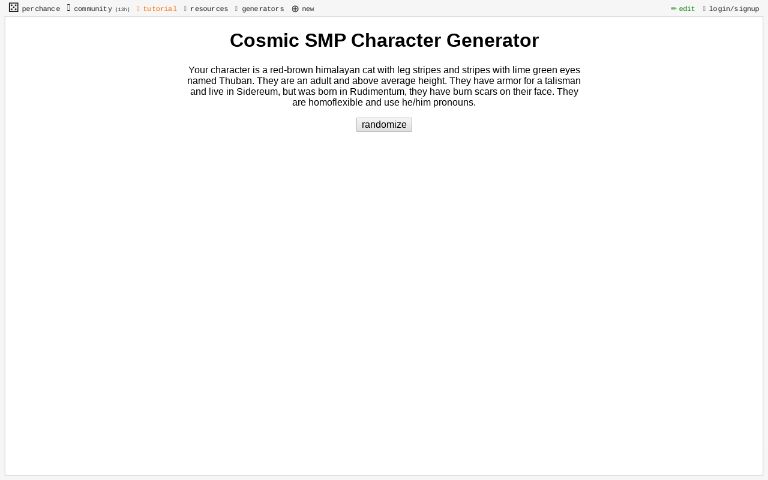Cosmic SMP Character Generator