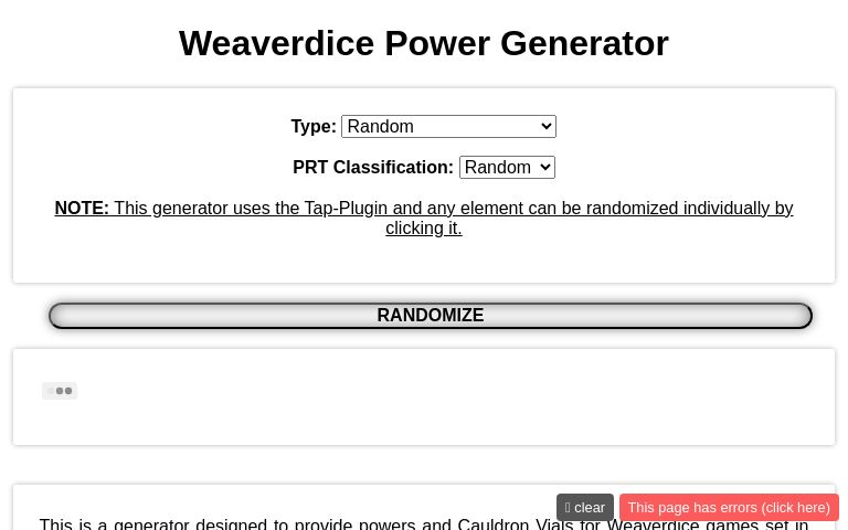 Weaverdice Power Generator