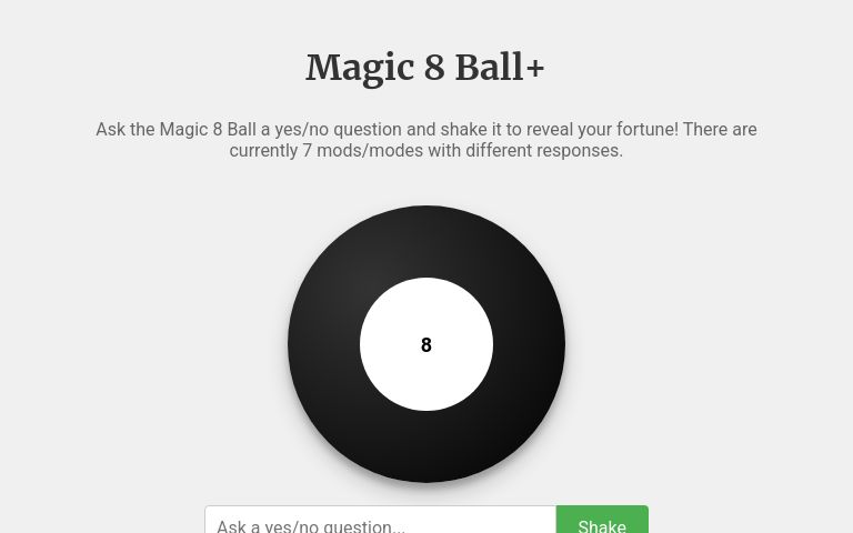 Magic 8 Ball+ ― Perchance Generator