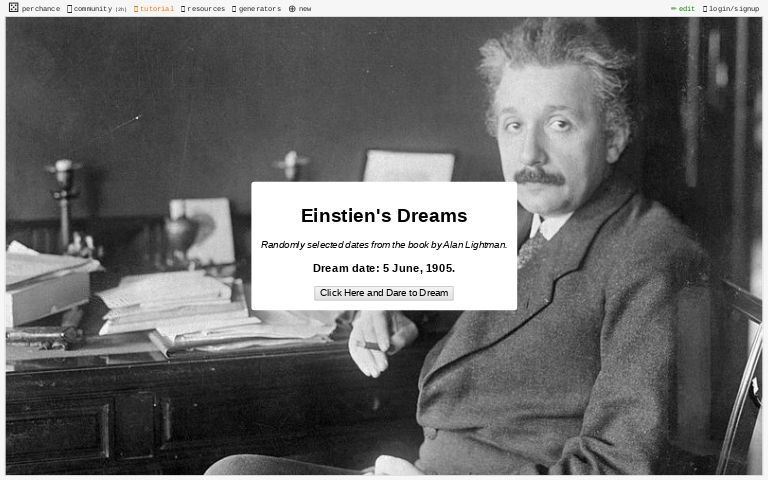 Einstien's Dreams ― Perchance Generator