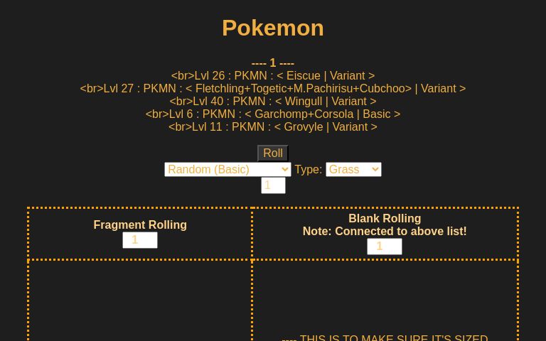 Pokemon ― Perchance Generator
