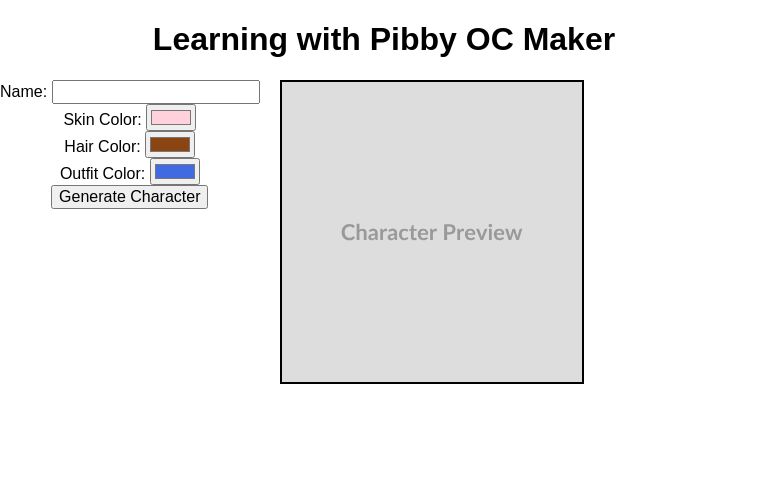 Learning with Pibby OC Maker ― Perchance Generator