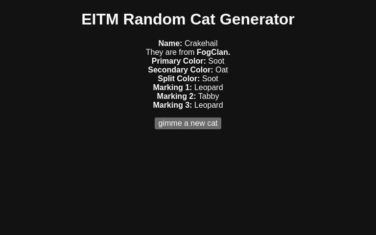 EITM Random Cat Generator