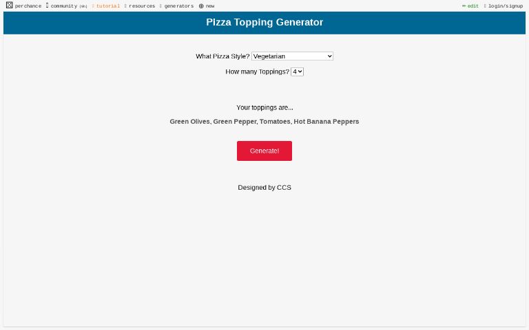 Pizza Topping Generator