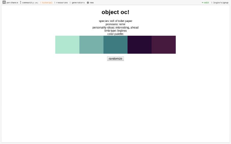 object oc! ― Perchance Generator