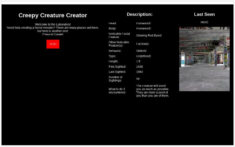 Creepy Creature Creator ― Perchance Generator