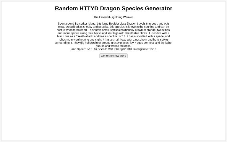 Random HTTYD Dragon Species Generator
