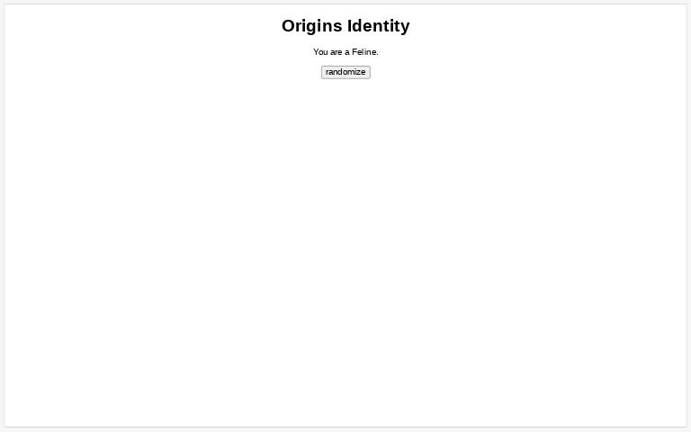Origins Identity ― Perchance Generator
