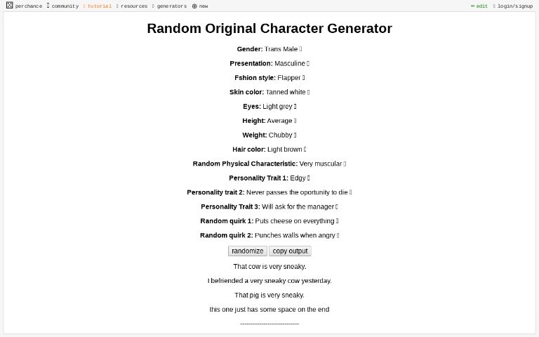 Random Original Character Generator