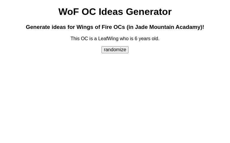 WoF OC Ideas Generator