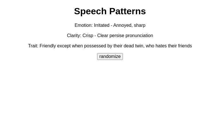 Speech Patterns ― Perchance Generator