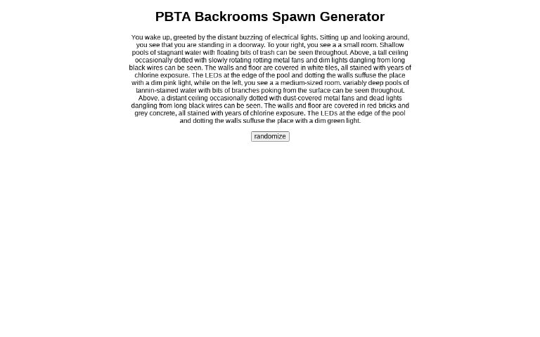 PBTA Backrooms Spawn Generator